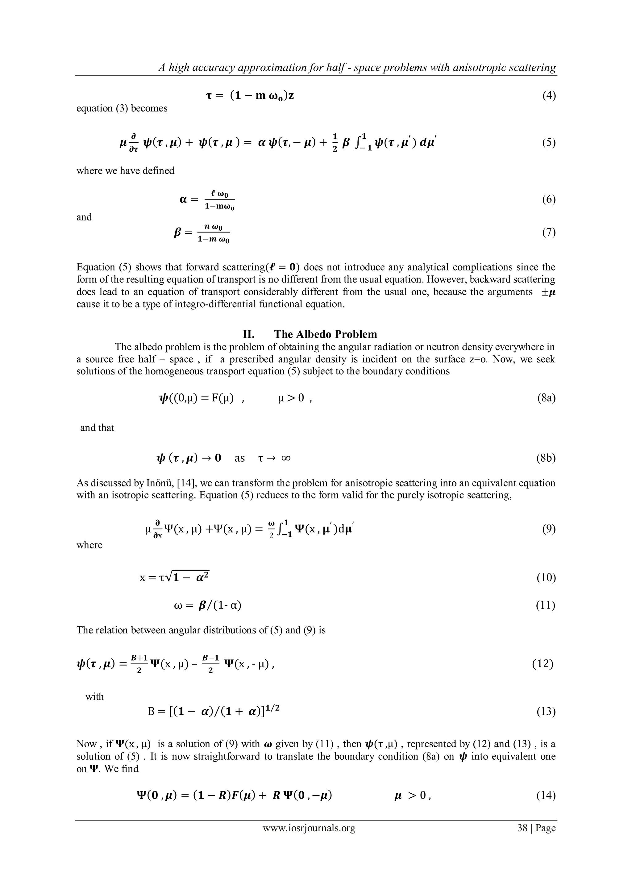 A high accuracy approximation for half - space problems with anisotropic scattering | PDF