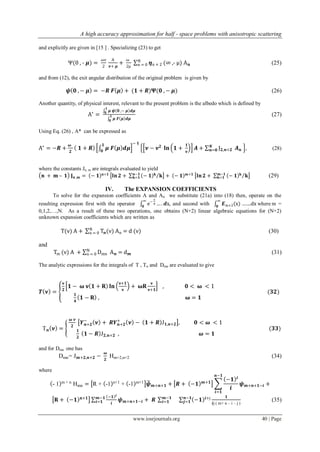 A high accuracy approximation for half - space problems with anisotropic scattering | PDF