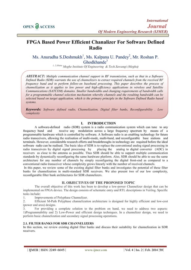 FPGA Based Power Efficient Chanalizer For Software Defined Radio | PDF | Digital Audio ...