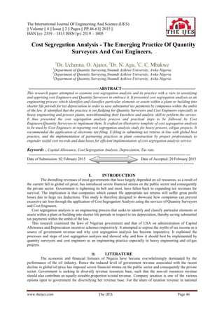 Cost Segregation Analysis - The Emerging Practice Of Quantity Surveyors ...