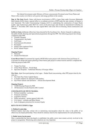 Public- Private Partnership (Ppp) As Catalyst for Sustainable ...