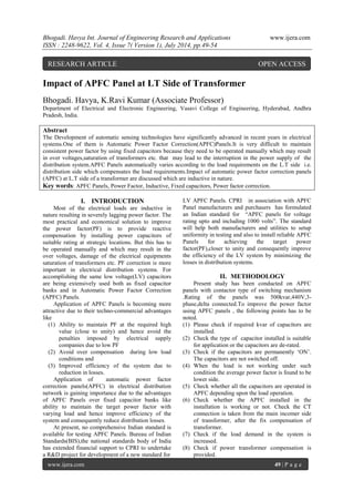 Impact of APFC Panel at LT Side of Transformer | PDF