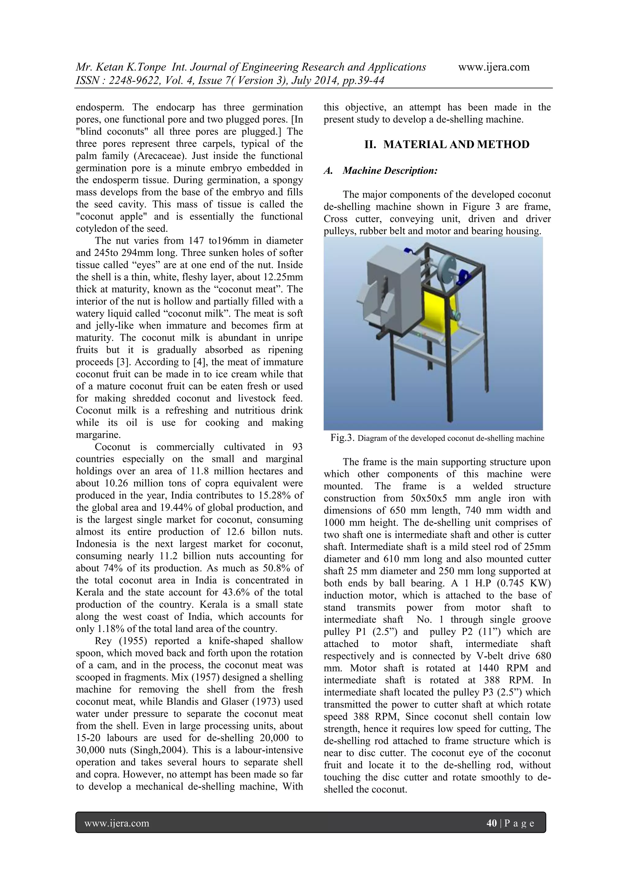 Design & Performances of Coconut De-Shelling Machine | PDF