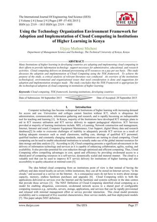 Using the Technology Organization Environment Framework for Adoption ...