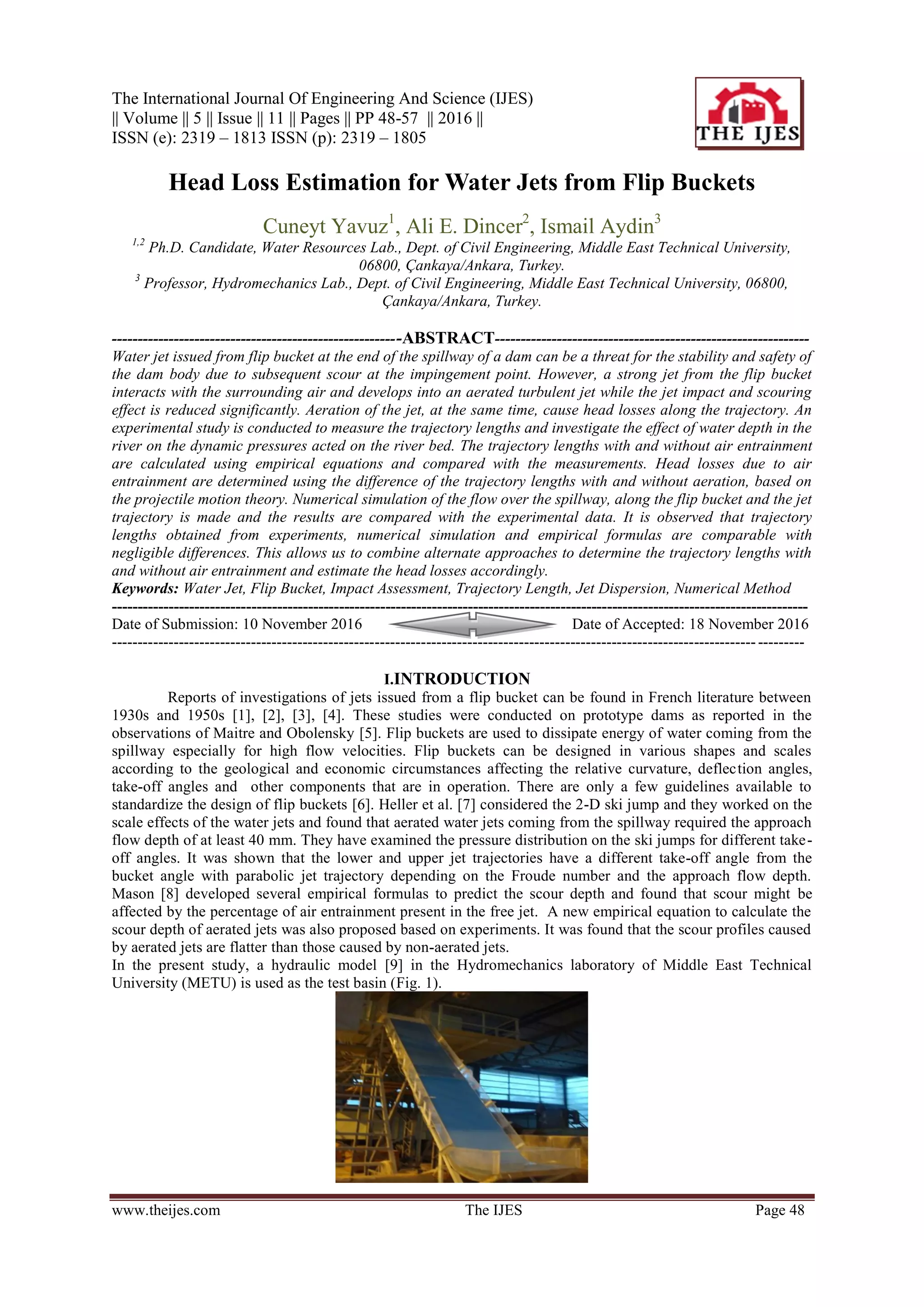 Head Loss Estimation for Water Jets from Flip Buckets | PDF