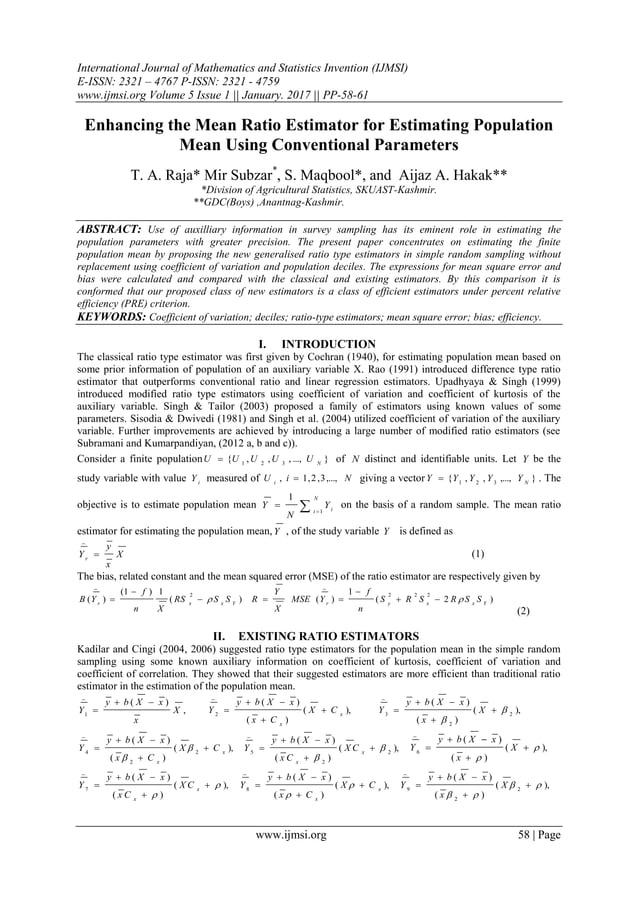 Enhancing The Mean Ratio Estimator For Estimating Population Mean Using