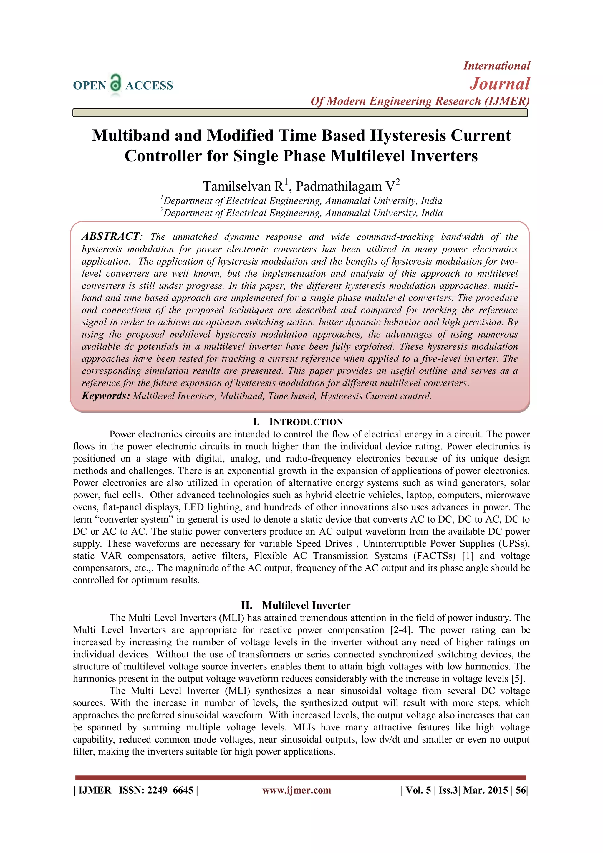 Multiband and Modified Time Based Hysteresis Current Controller for ...
