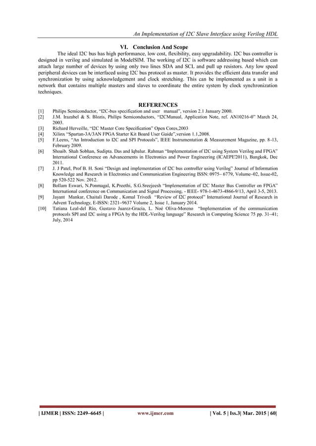 An Implementation of I2C Slave Interface using Verilog HDL | PDF