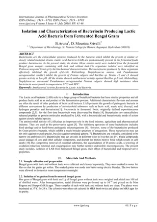Isolation and Characterization of Bacteriocin Producing Lactic Acid Bacteria from Fermented ...