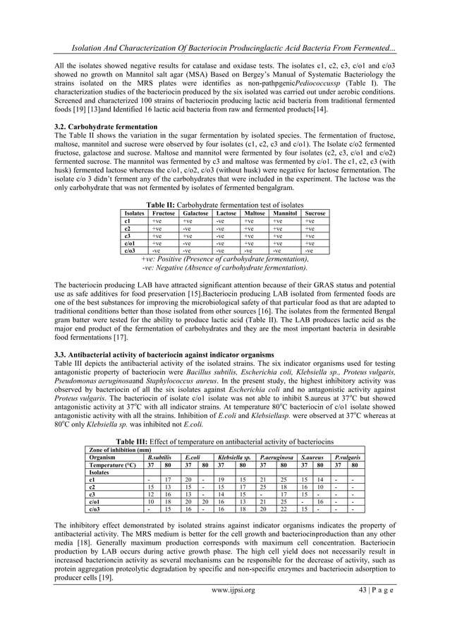 Isolation And Characterization Of Bacteriocin Producing Lactic Acid
