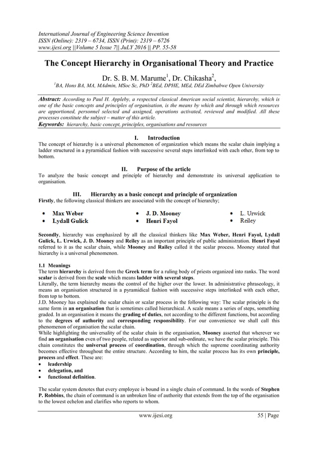 The Concept Hierarchy in Organisational Theory and Practice | PDF