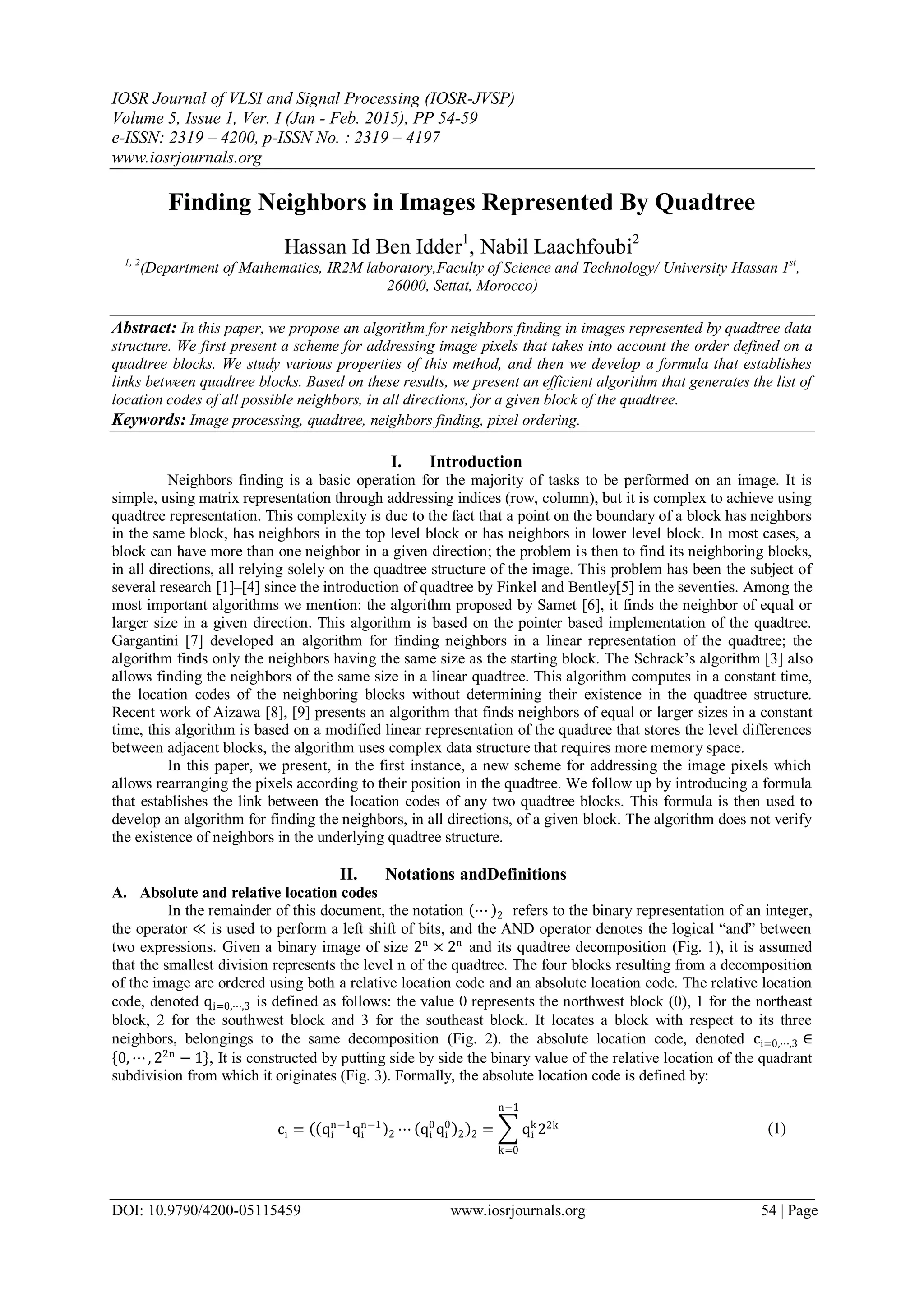 Finding Neighbors in Images Represented By Quadtree | PDF