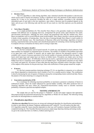 Performance Analysis of Various Data Mining Techniques on Banknote Authentication | PDF