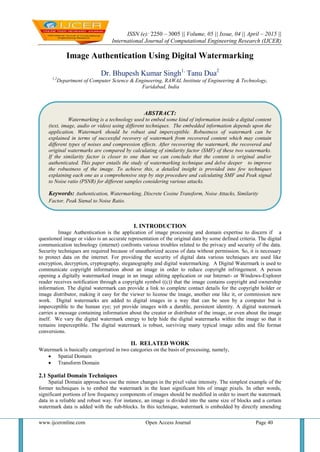 Image Authentication Using Digital Watermarking | PDF