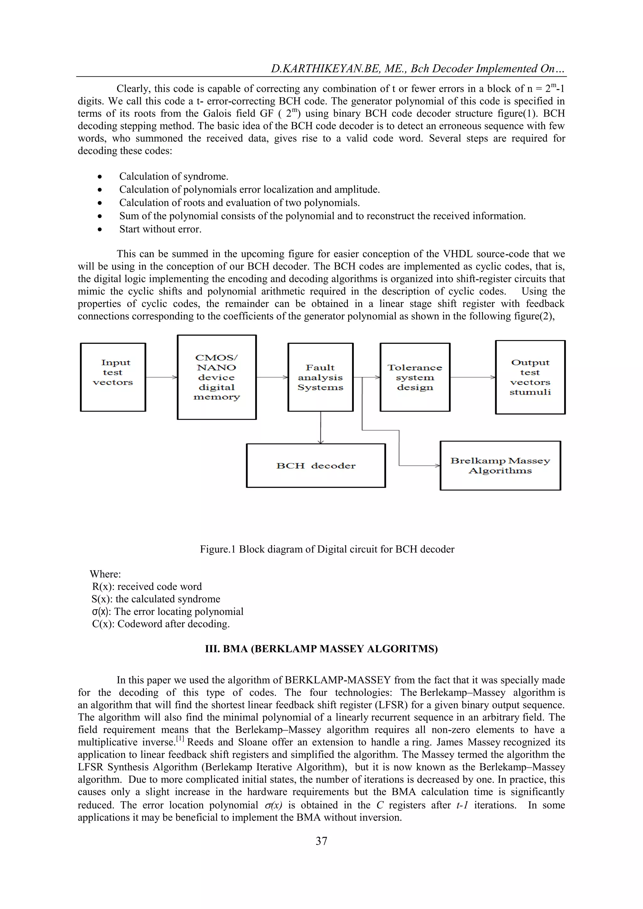 BCH Decoder Implemented On CMOS/Nano Device Digital Memories for Fault ...