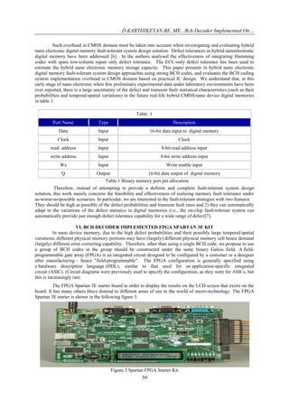 BCH Decoder Implemented On CMOS/Nano Device Digital Memories for Fault Tolerance Systems Design ...