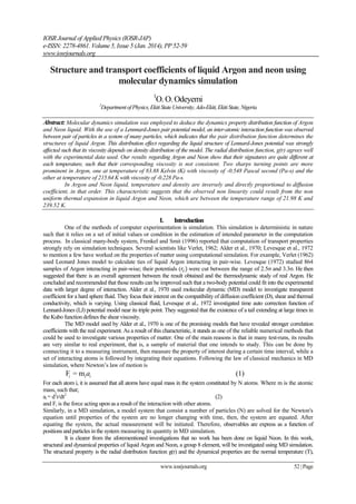 Structure and transport coefficients of liquid Argon and neon using ...