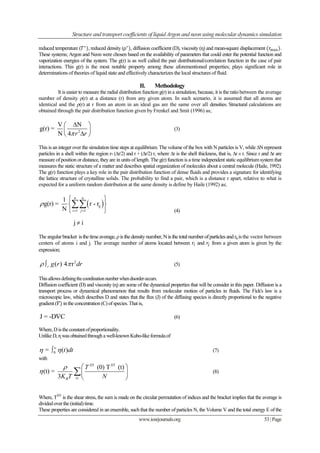 Structure and transport coefficients of liquid Argon and neon using molecular dynamics ...