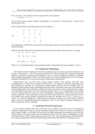 Wavelet based Signal Processing for Compression a Methodology for on-line Tele Cardiology | PDF