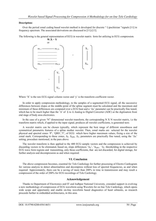 Wavelet based Signal Processing for Compression a Methodology for on-line Tele Cardiology | PDF