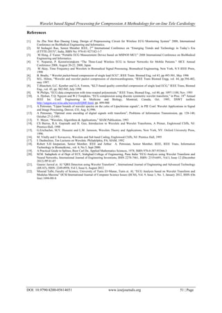 Wavelet based Signal Processing for Compression a Methodology for on-line Tele Cardiology | PDF