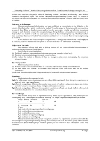 Correcting Students’ Chemical Misconceptions based on Two Conceptual change strategies and their ...
