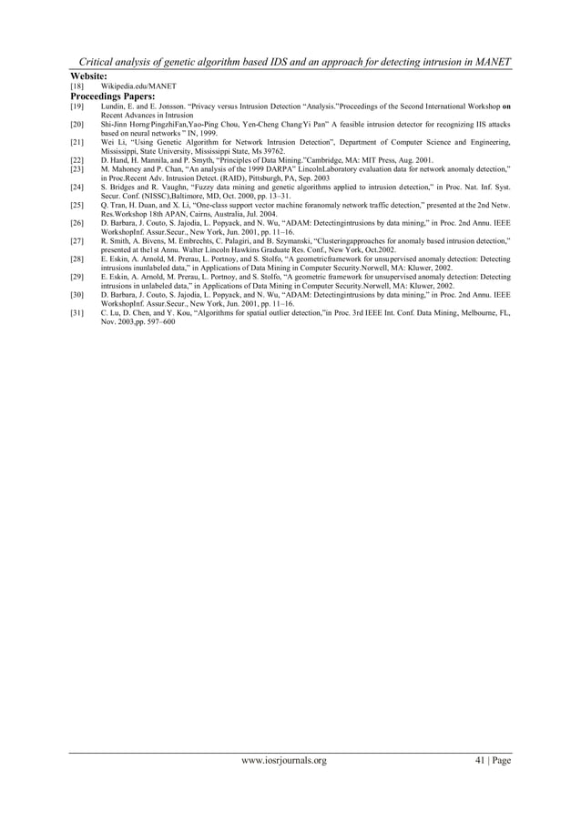 Critical analysis of genetic algorithm based IDS and an approach for ...