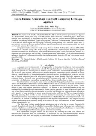 Hydro-Thermal Scheduling: Using Soft Computing Technique Approch | PDF