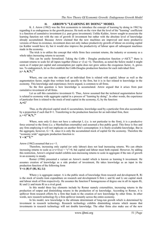 The New Theory of Economic Growth: Endogenous Growth Model | PDF