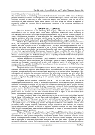 The IPL Model: Sports Marketing and Product Placement Sponsorship | PDF