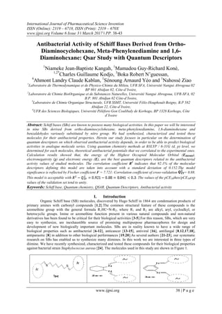 Antibacterial Activity of Schiff Bases Derived from OrthoDiaminocyclohexane, Meta ...