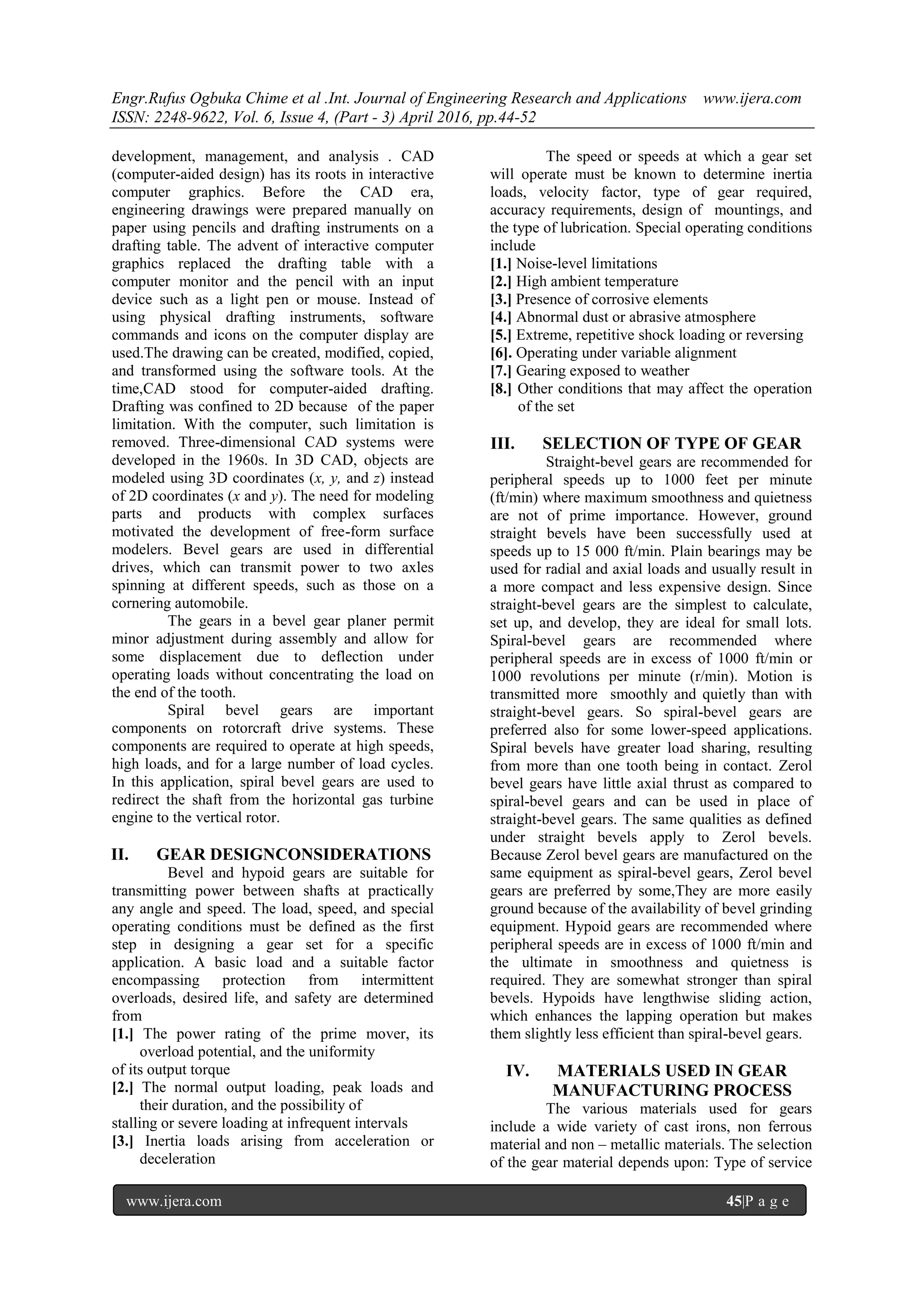 Design, Modeling, Application and Analysis of Bevel Gears | PDF