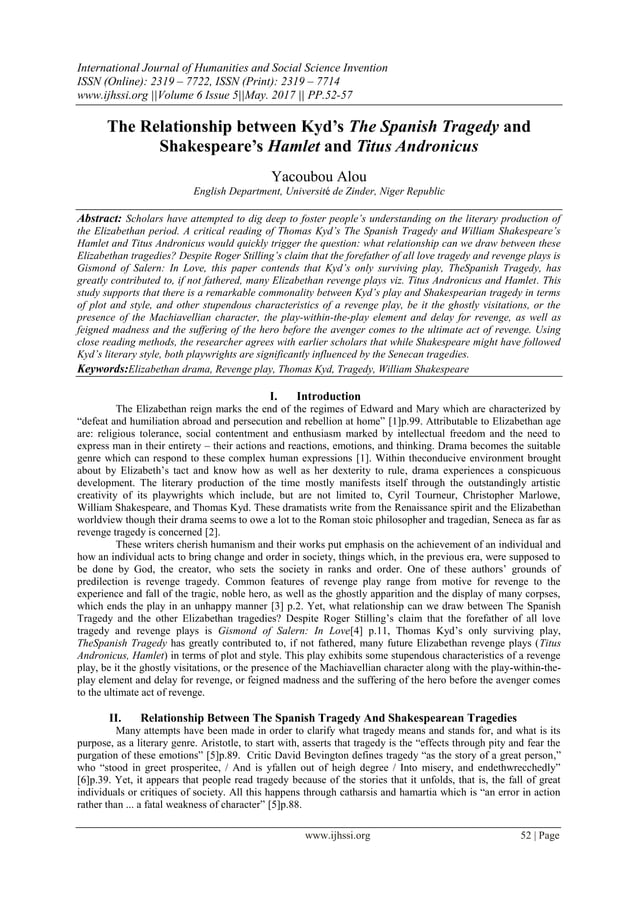 The Relationship between Kyd’s The Spanish Tragedy and Shakespeare’s ...