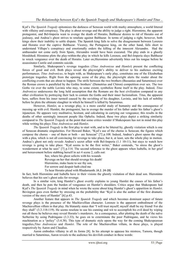The Relationship between Kyd’s The Spanish Tragedy and Shakespeare’s ...