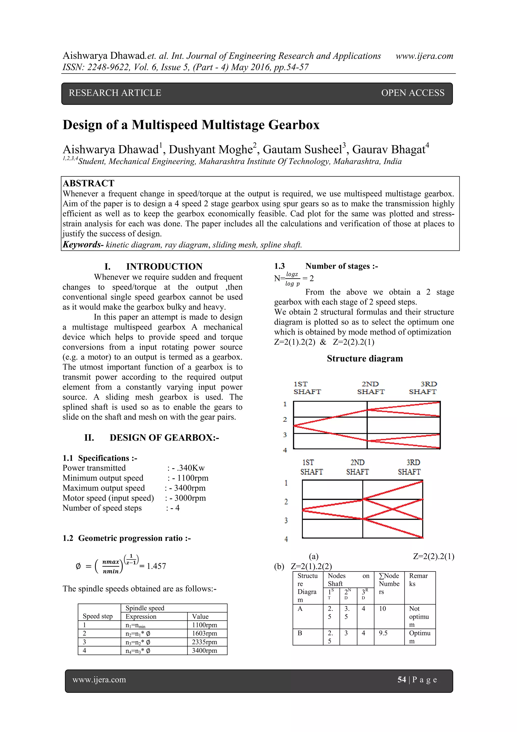Design of a Multispeed Multistage Gearbox | PDF