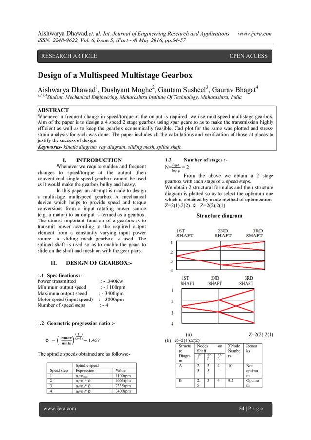 Design of a Multispeed Multistage Gearbox | PDF