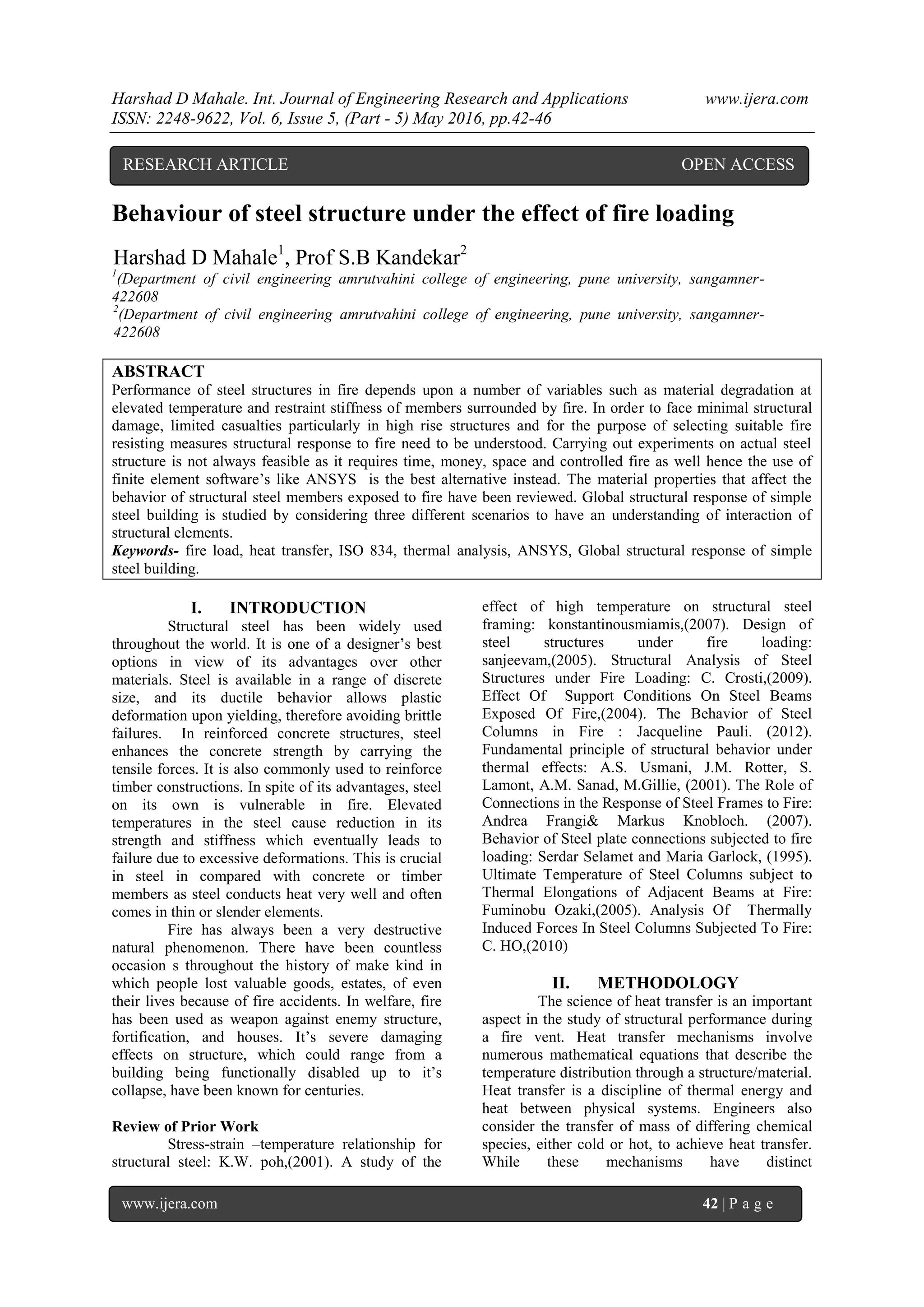 Behaviour of steel structure under the effect of fire loading | PDF