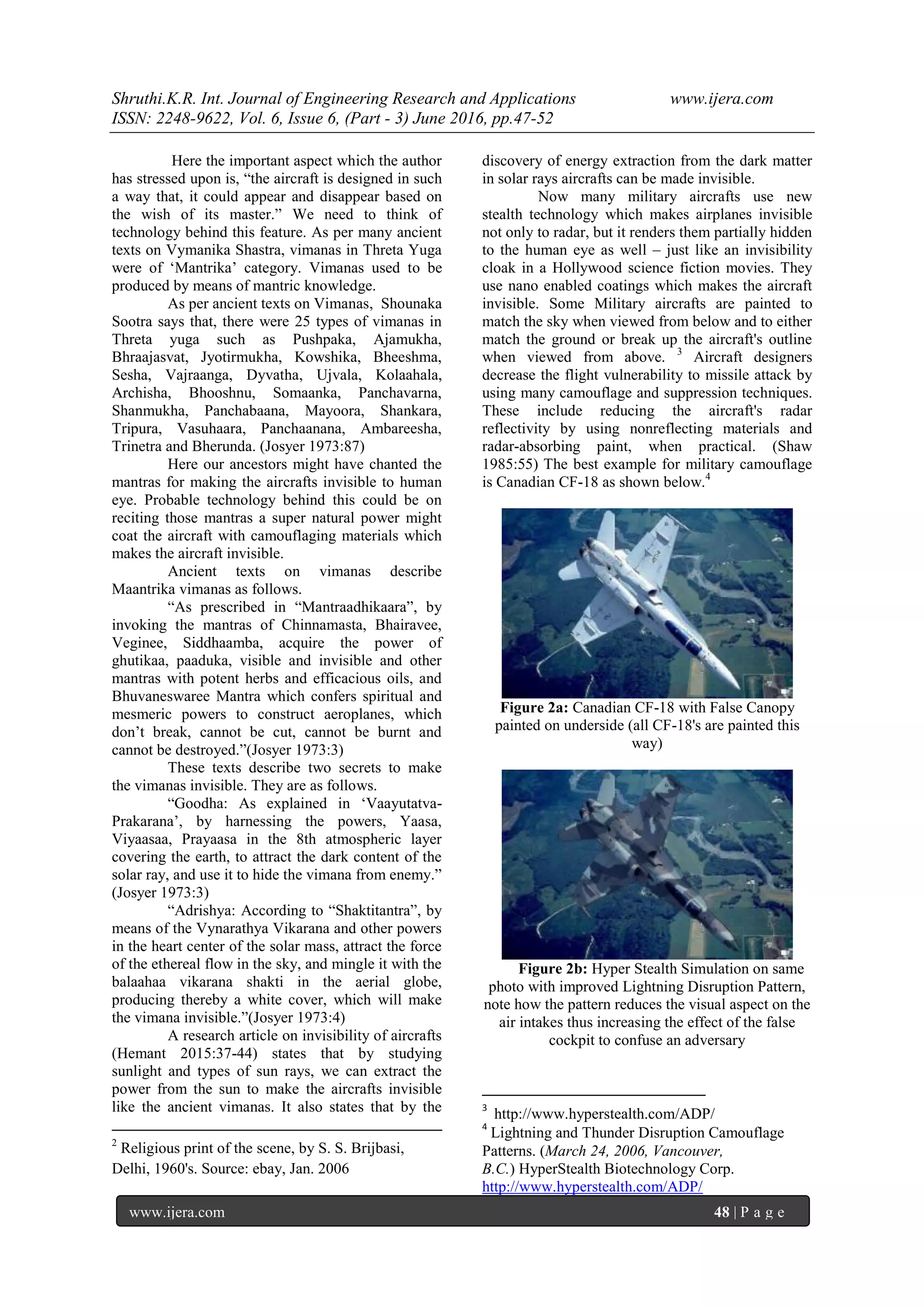 Probable technologies behind the Vimanas described in Ramayana | PDF