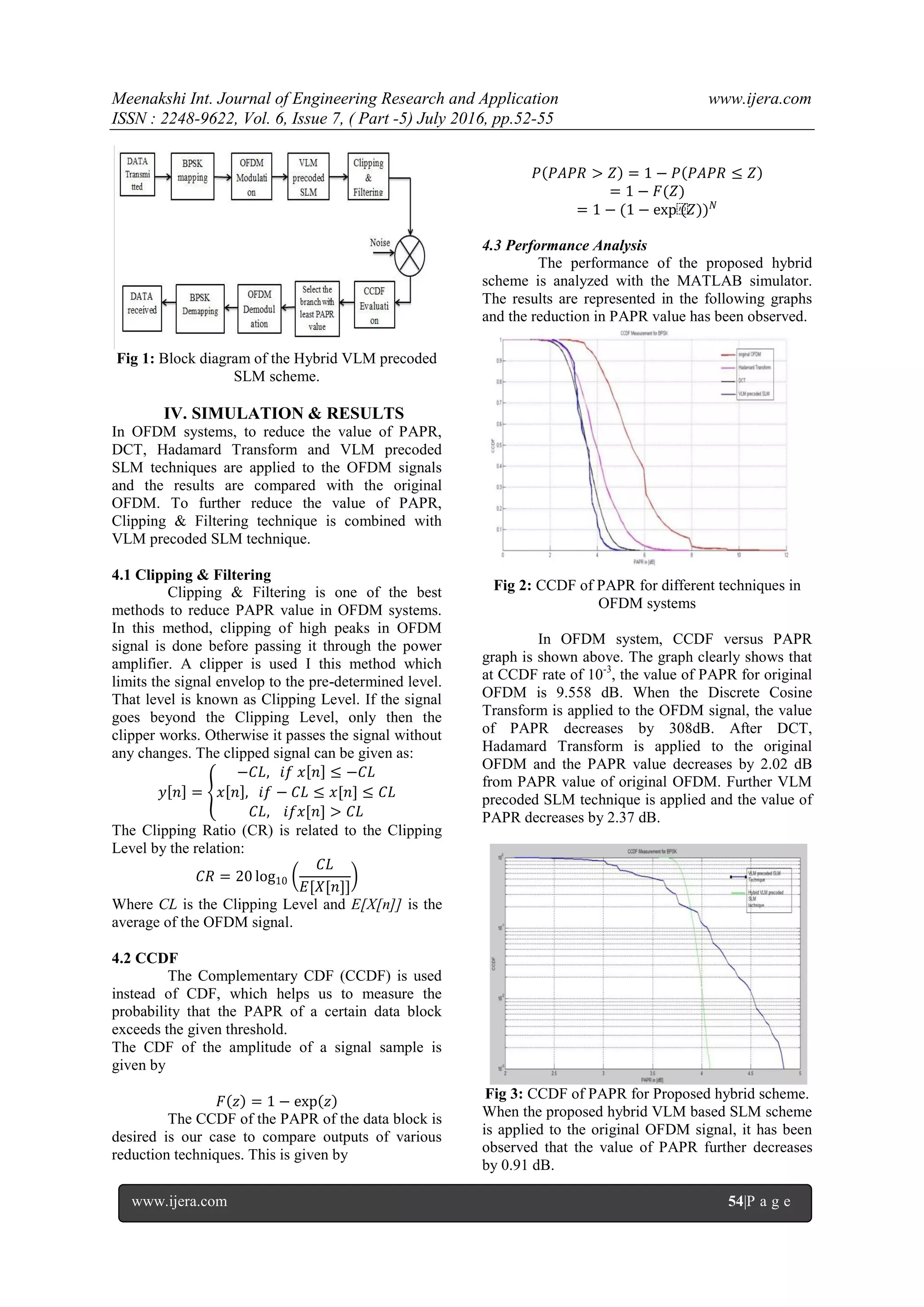 A Hybrid VLM Preceded SLM Technique Using Clipping and Filtering Method for PAPR Reduction in ...