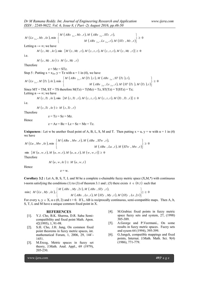 Fixed Point Theorem in Fuzzy Metric Space | PDF