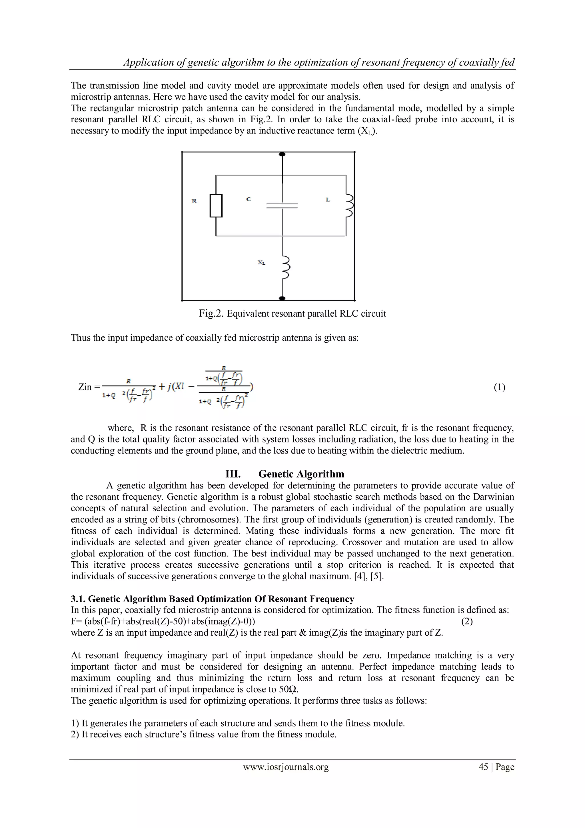 Application of genetic algorithm to the optimization of resonant ...