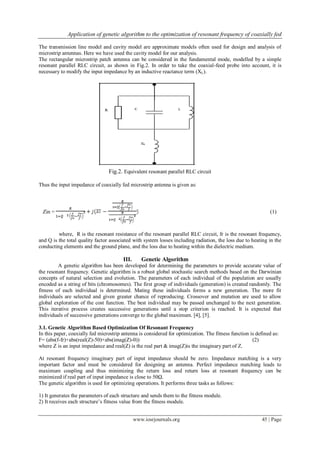 Application of genetic algorithm to the optimization of resonant frequency of coaxially fed ...