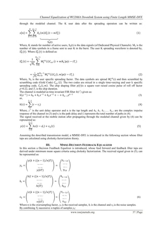 Channel Equalization of WCDMA Downlink System Using Finite Length MMSE-DFE | PDF