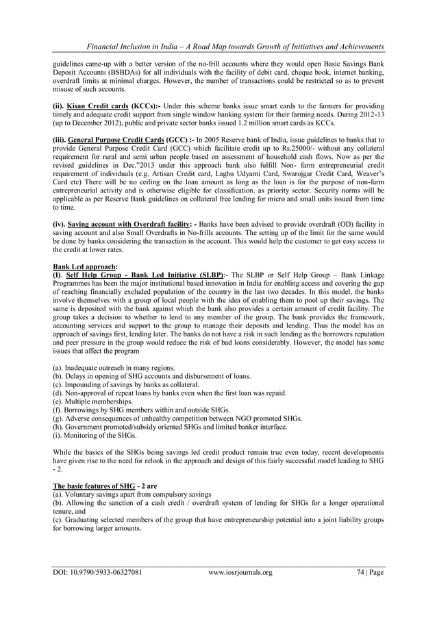 Financial Inclusion in India – A Road Map towards Growth of Initiatives ...