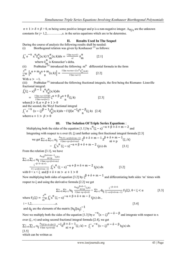 Simultaneous Triple Series Equations Involving Konhauser Biorthogonal Polynomials | PDF