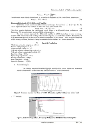Distortion Analysis of Differential Amplifier | PDF