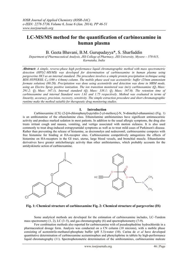 LC-MS/MS method for the quantification of carbinoxamine in human plasma ...