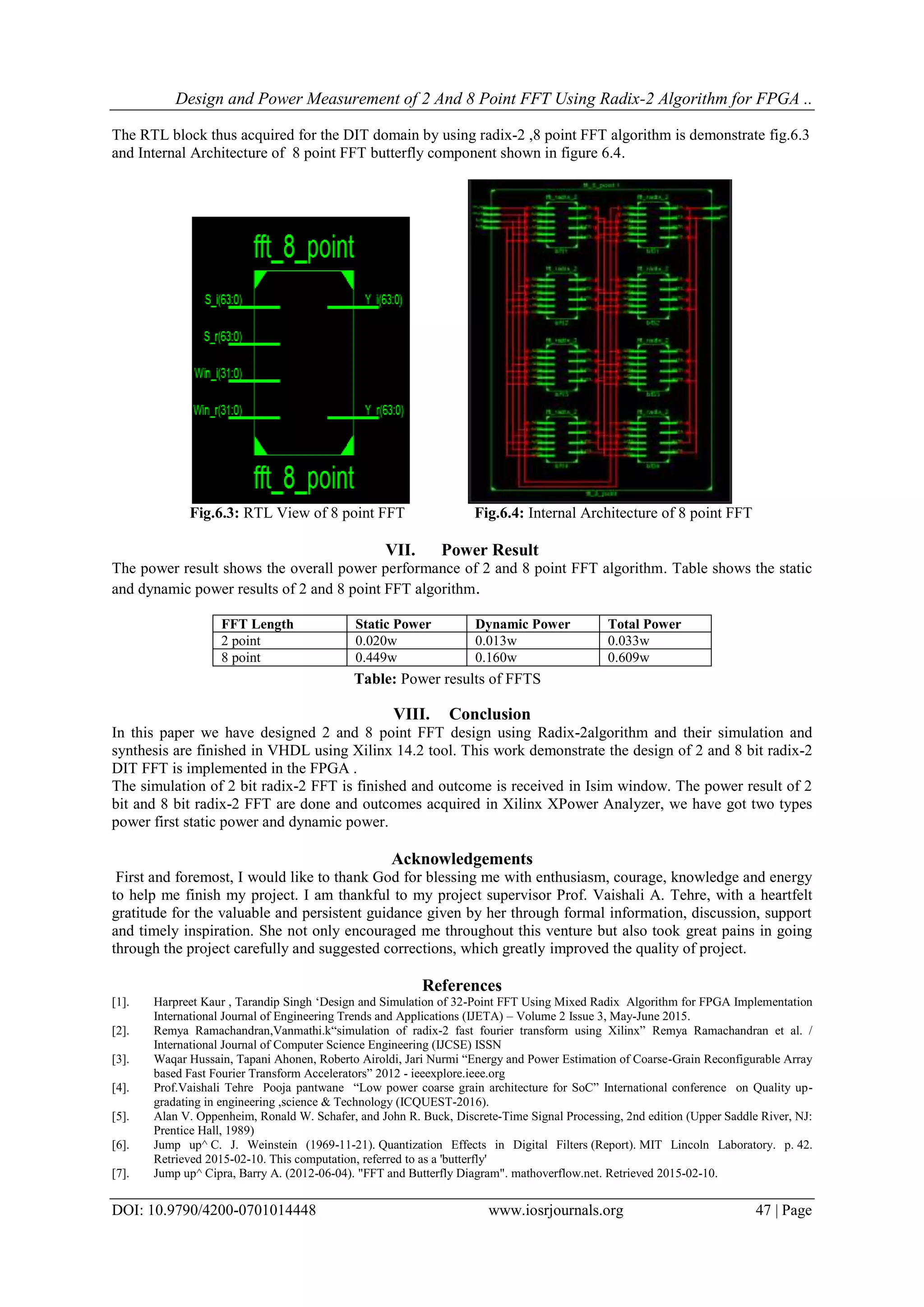 Design And Power Measurement Of 2 And 8 Point Fft Using Radix 2 Algorithm For Fpga 