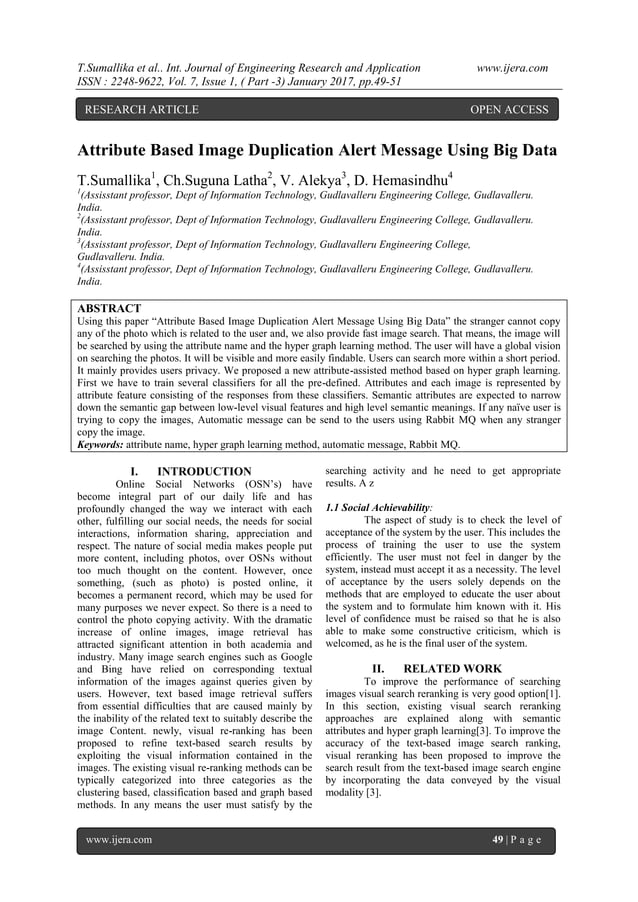 Attribute Based Image Duplication Alert Message Using Big Data | PDF