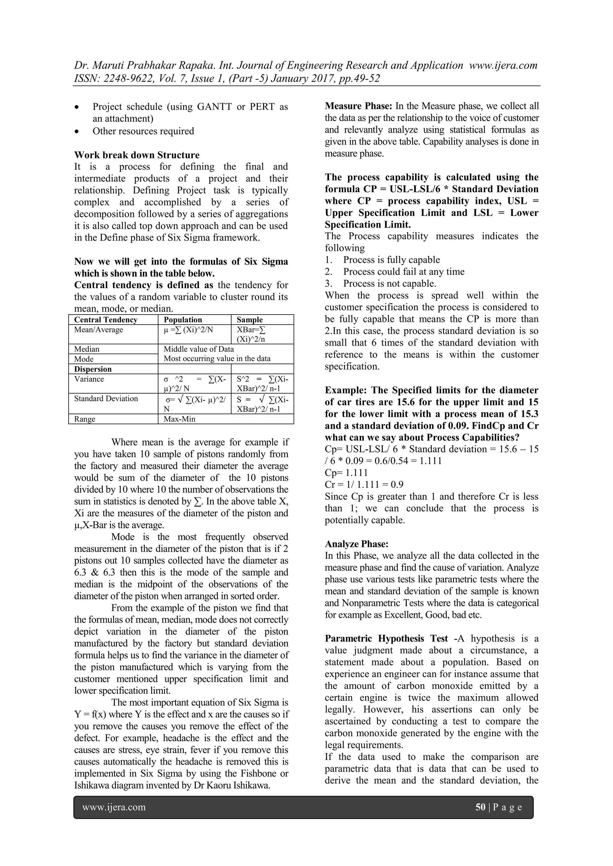 Six Sigma Methods and Formulas for Successful Quality Management | PDF ...